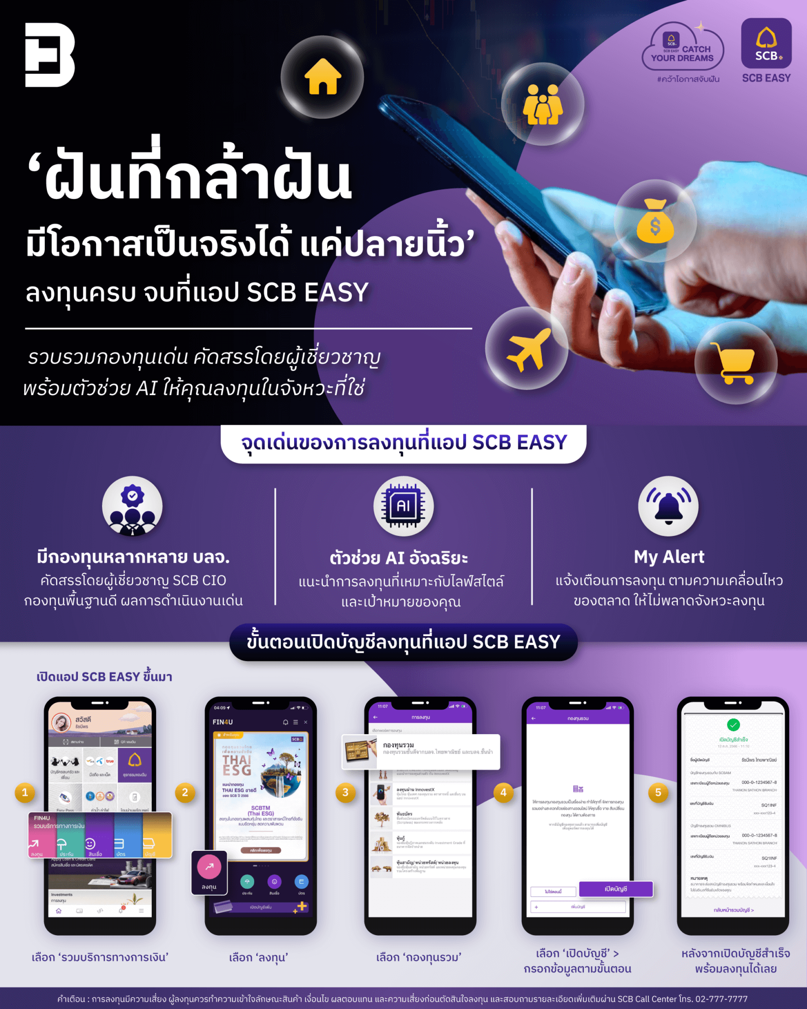 ‘ฝันที่กล้าฝัน มีโอกาสเป็นจริงได้ แค่ปลายนิ้ว’ ลงทุนครบ จบที่แอป SCB EASY - BrandThink